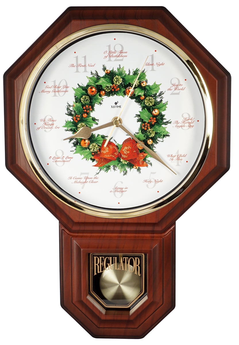 JUSTIME Special Edition 12 Song Christmas Wreath Melody Wall Clock ...
