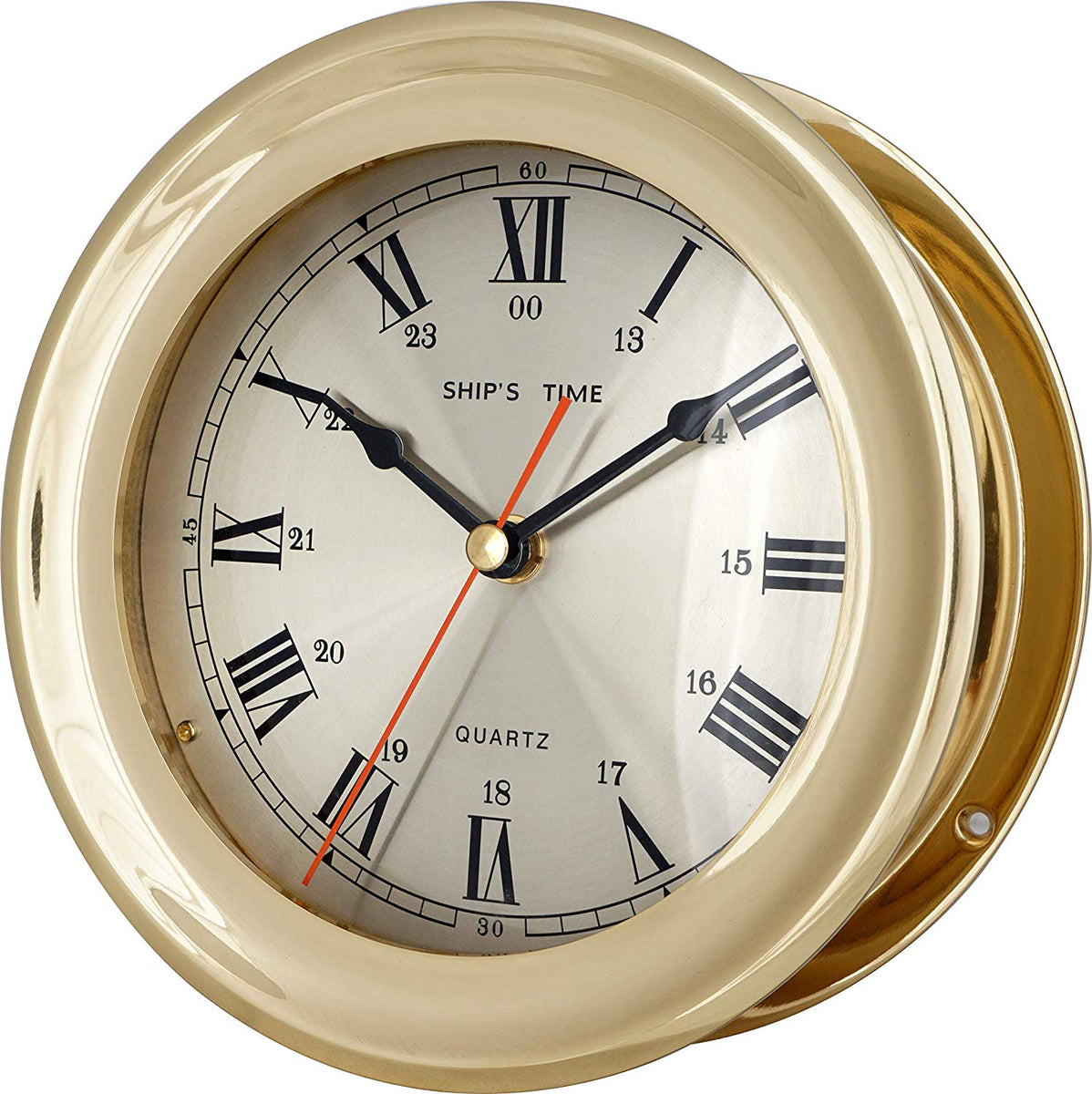 JUSTIME 6 Inch Brass Captain Clock, Nautical Wall Hanging Décor SWM-06 ...